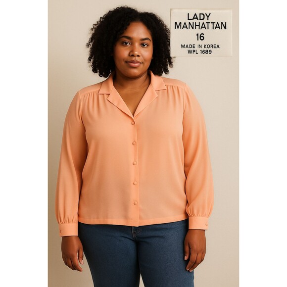 Lady Manhattan | Tops | Vintage Lady Manhattan Career Blouse Top Peach ...